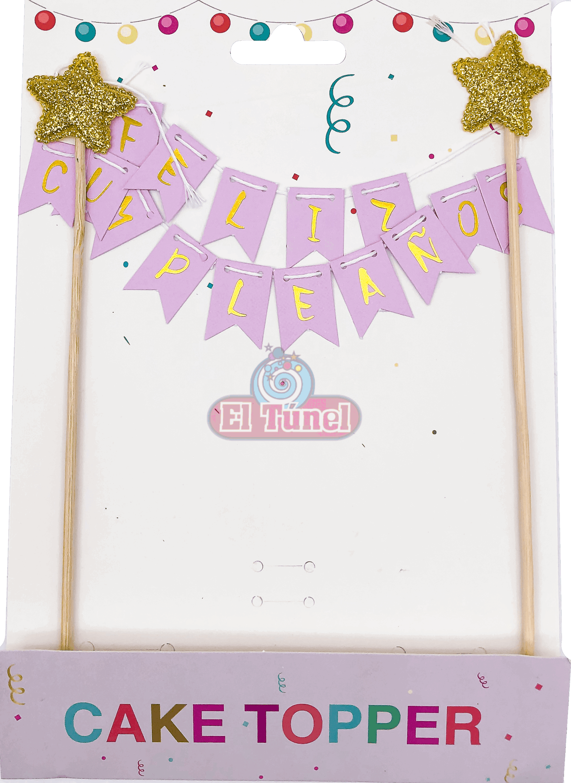 Adorno banderin feliz cumpleaños para torta - El Túnel Cotillón